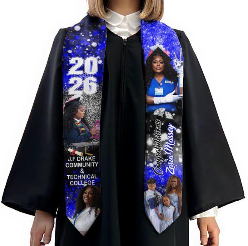 Custom Graduation Stole Personalized Photo Graduation Sash Class of ...