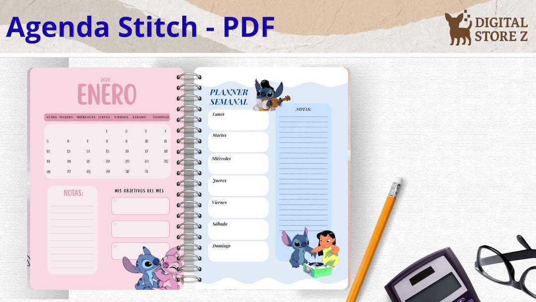 Agenda Stitch 2026 lista para imprimir - Etsy México