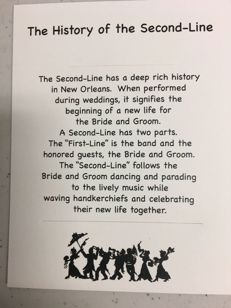 Wedding Theme Secondline History Card dozen pack | Etsy