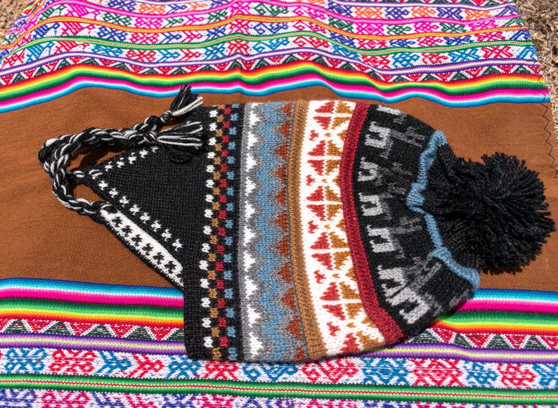 Peruvian Wool Chullo With Earflaps – Handmade Andean Hat With Traditional Designs – Warm Unisex ...