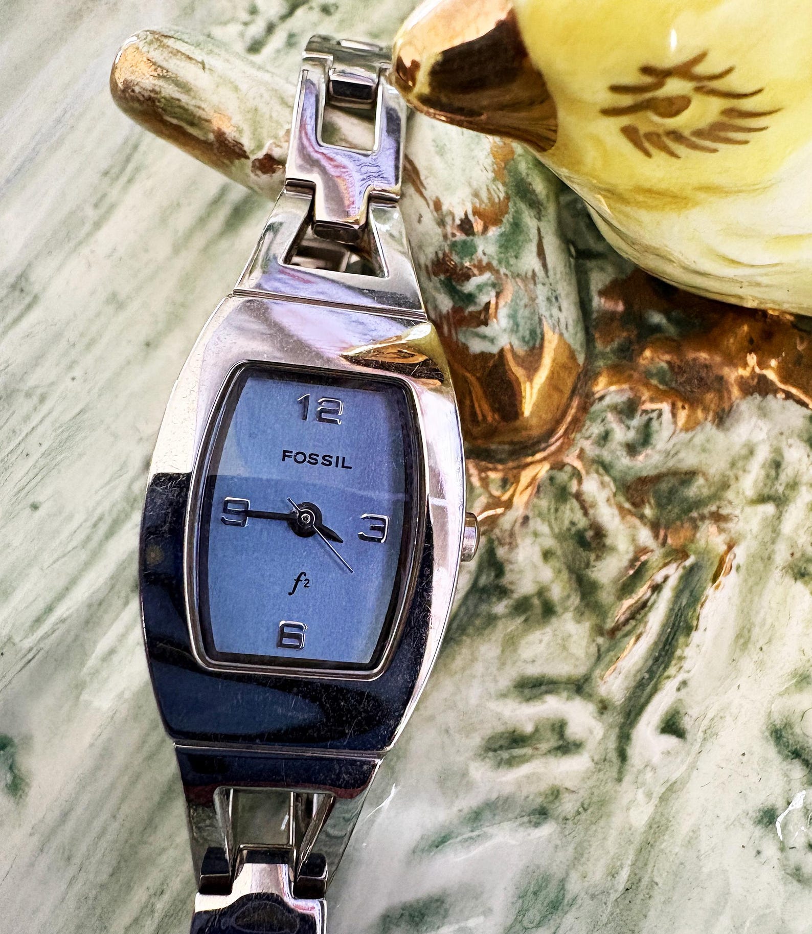 Vintage Ladies Fossil F2 Silver Watch With Shimmery Light Blue Face - Etsy