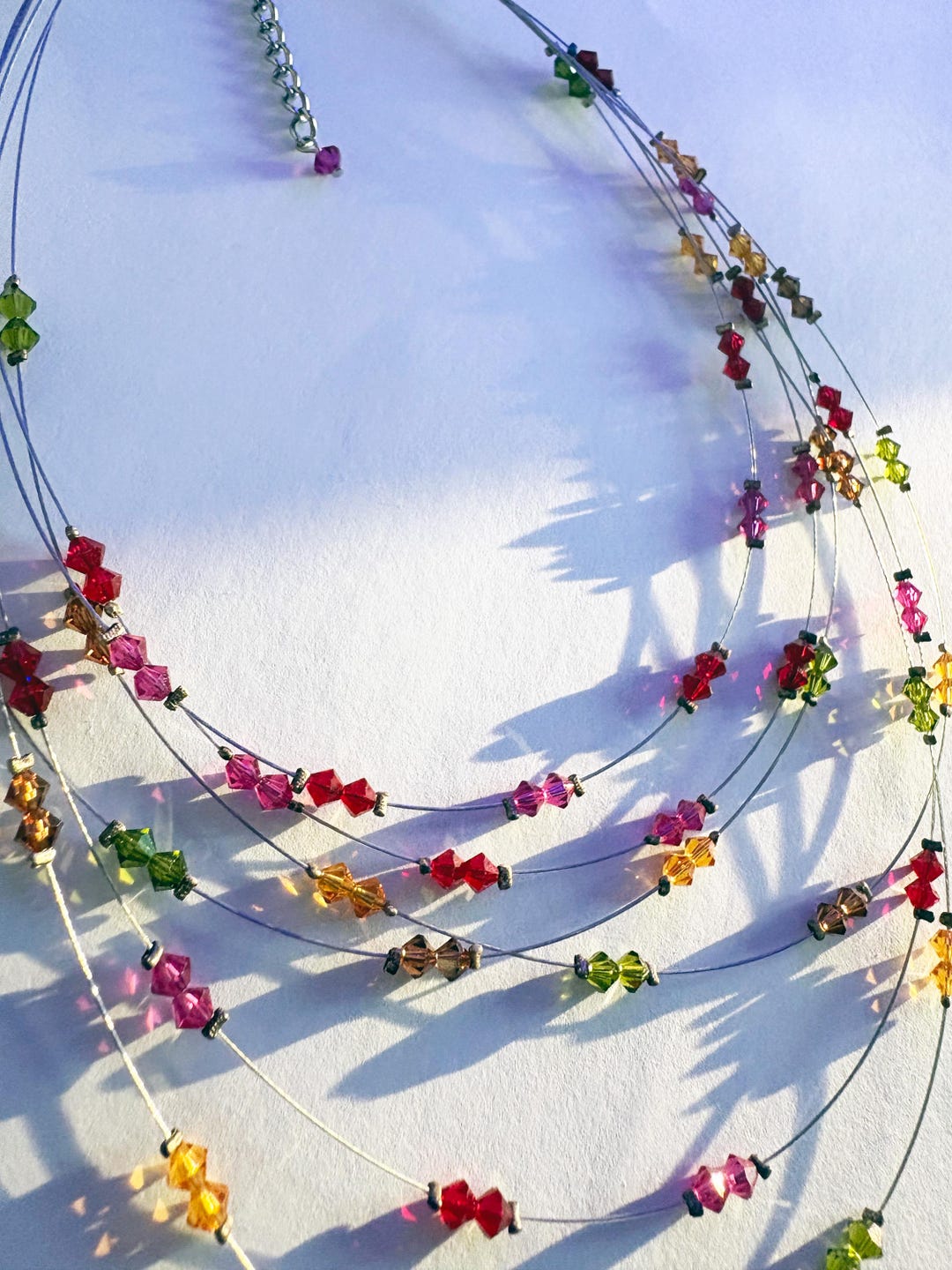 Vintage 2000s Multi-strand Glass Bead Necklace – 6 Colorful Adjustable ...
