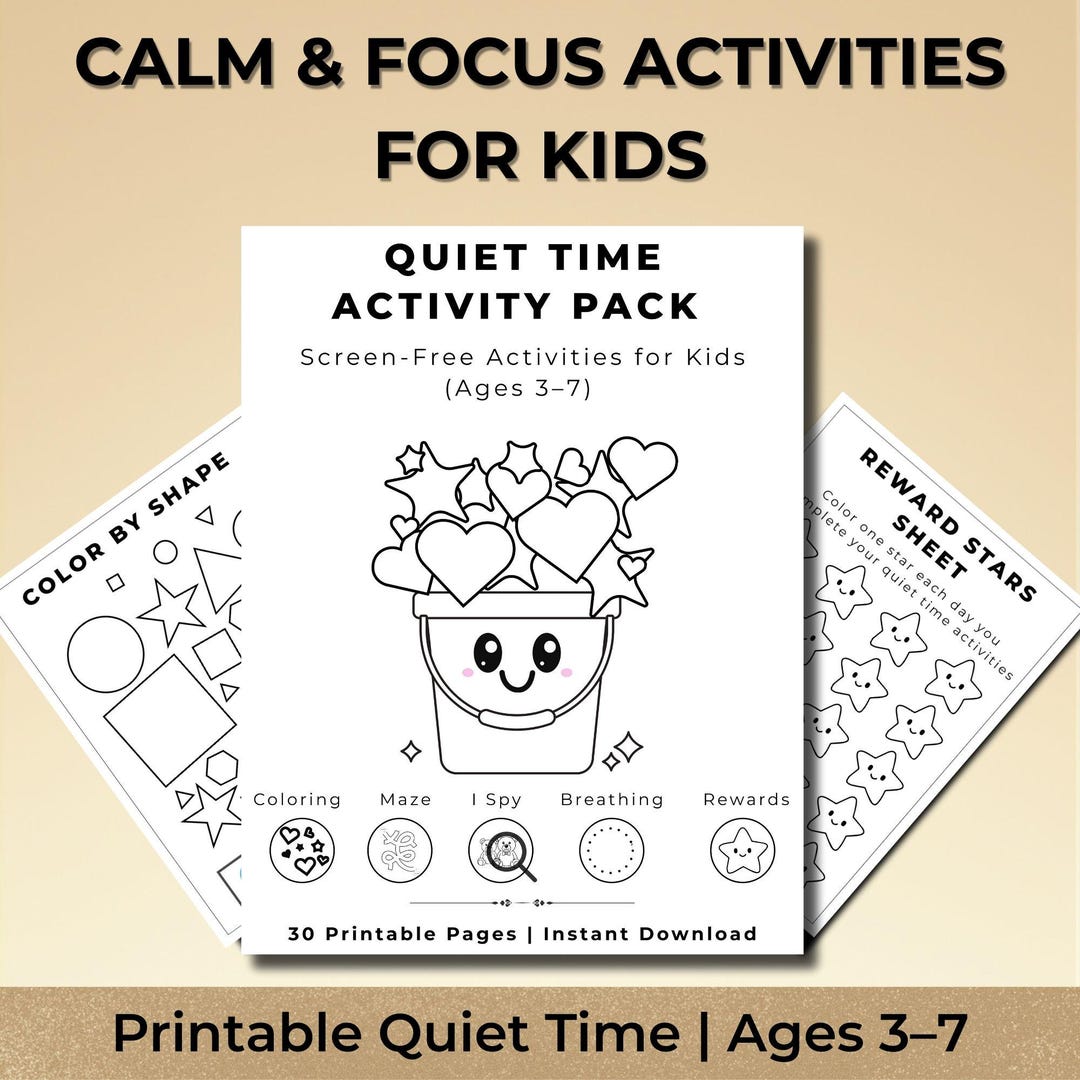 Calm Focus Activity Pack for Kids | Printable Quiet Time Learning PDF ...