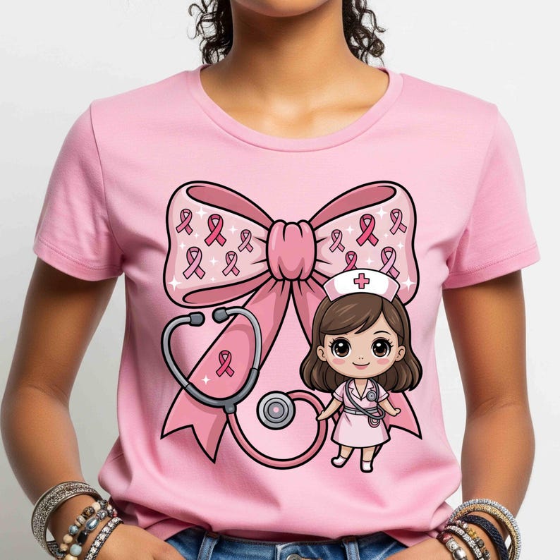 Chibi Breast Cancer Awareness PNG, Cute Pink Bow & Nurse Chibi, October ...