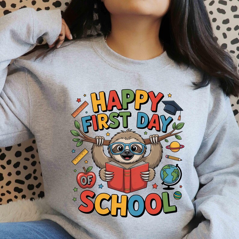 Happy First Day of School Sloth PNG for Kids and Teacher Shirts - Etsy