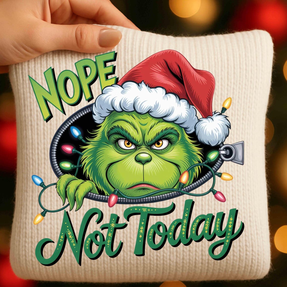 Grumpy Christmas PNG “nope Not Today” – Funny Anti Christmas Grinch ...