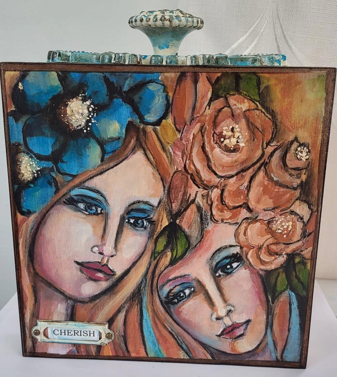 Original Art Print Collage--painted Faces--cherish--8 X 8 Wall Art ...