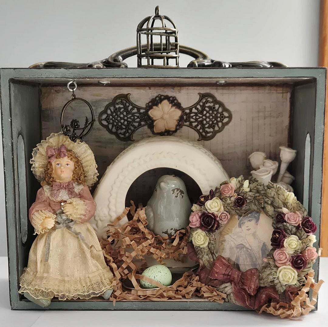 Original Mixed Media Assemblage Vignette--victorian Theme--bird Art ...