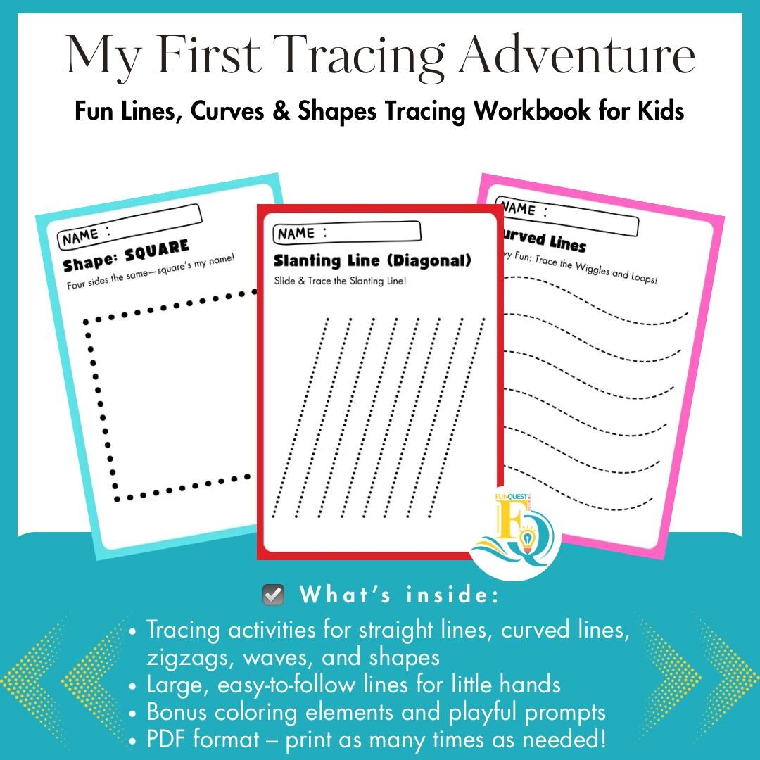 Tracing Lines Curves and Shapes for Toddlers and Preschool Pre-writing ...