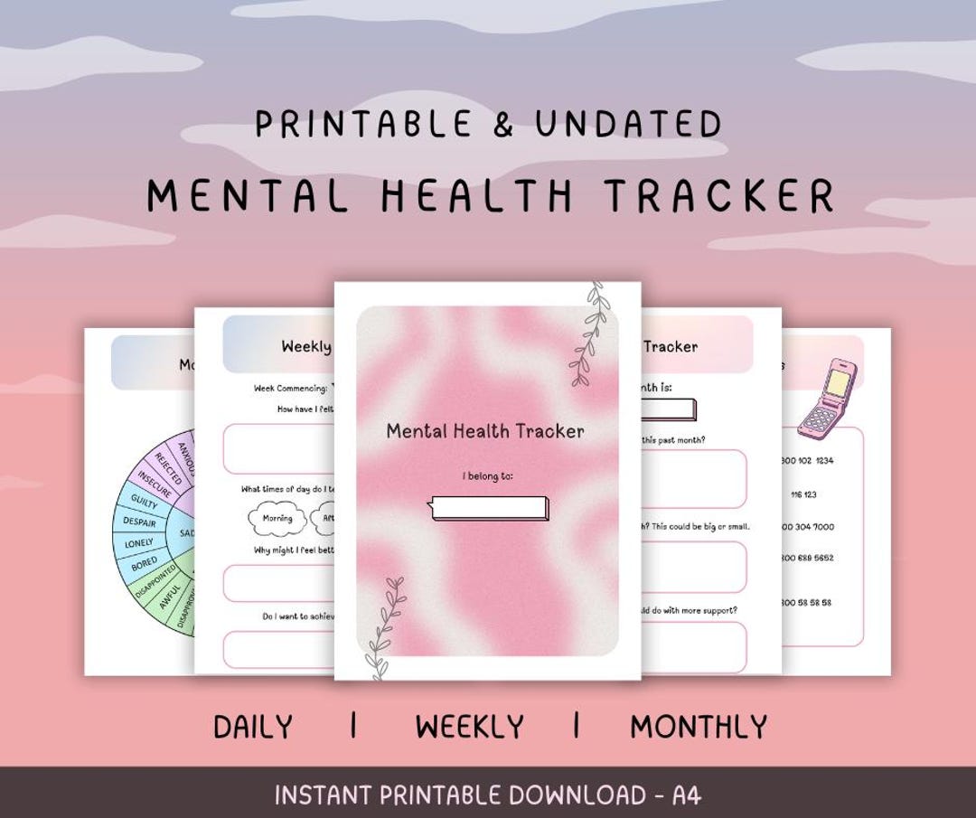 Mental Health Tracker | Printable PDF | Daily, Weekly, Monthly Trackers ...