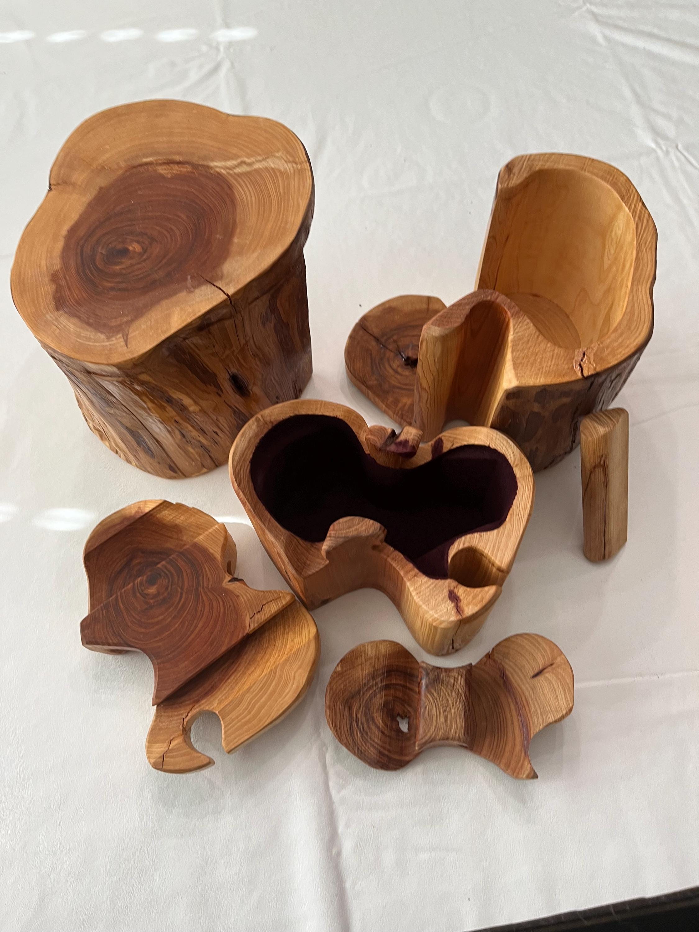 Handcrafted 6 Piece Shagbark Juniper Wood Log Puzzle Box With Secret ...