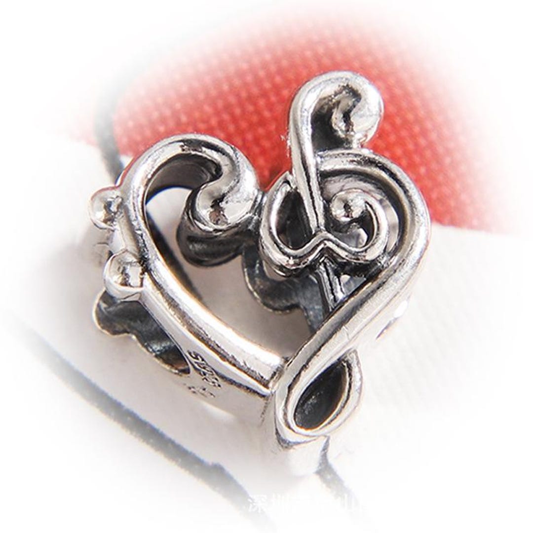 Pandora Sterling Silver Music Love Note Heart Treble Clef Charm - Etsy