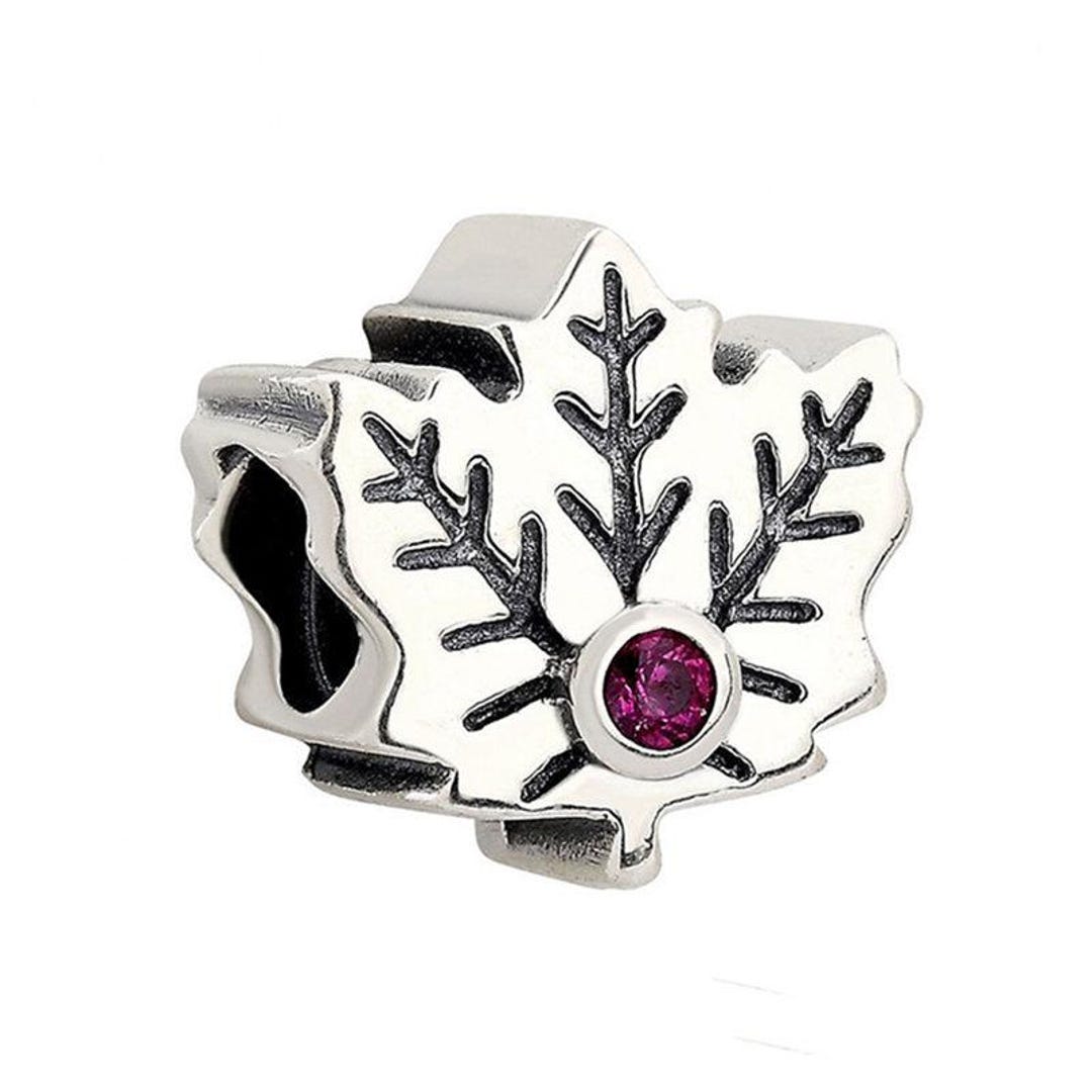 Pandora Canada Maple Leaf Red Sinthetic Ruby Charm~bead - Etsy