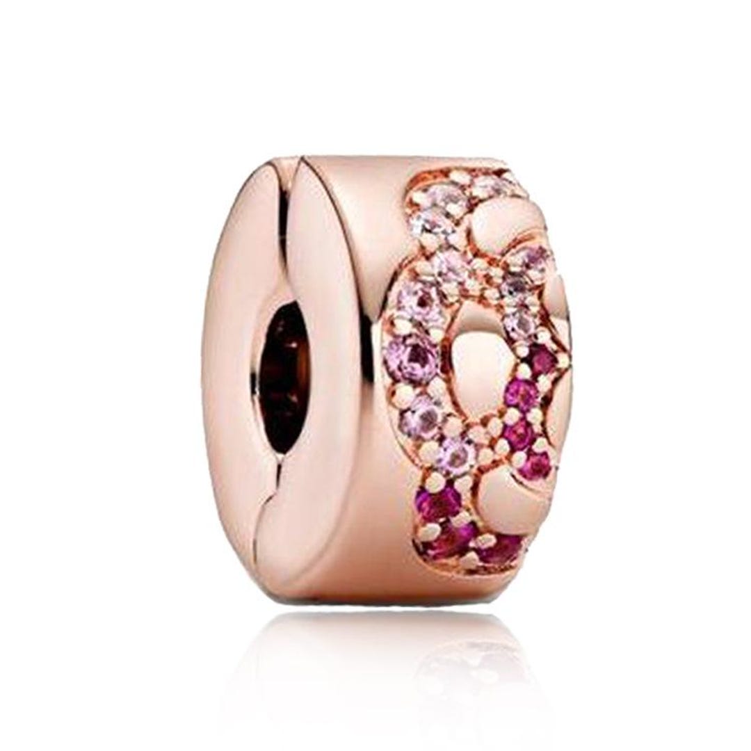 Pandora Pink Fan Pattern Spacer Clip Charm Sterling Silver S925 Love ...