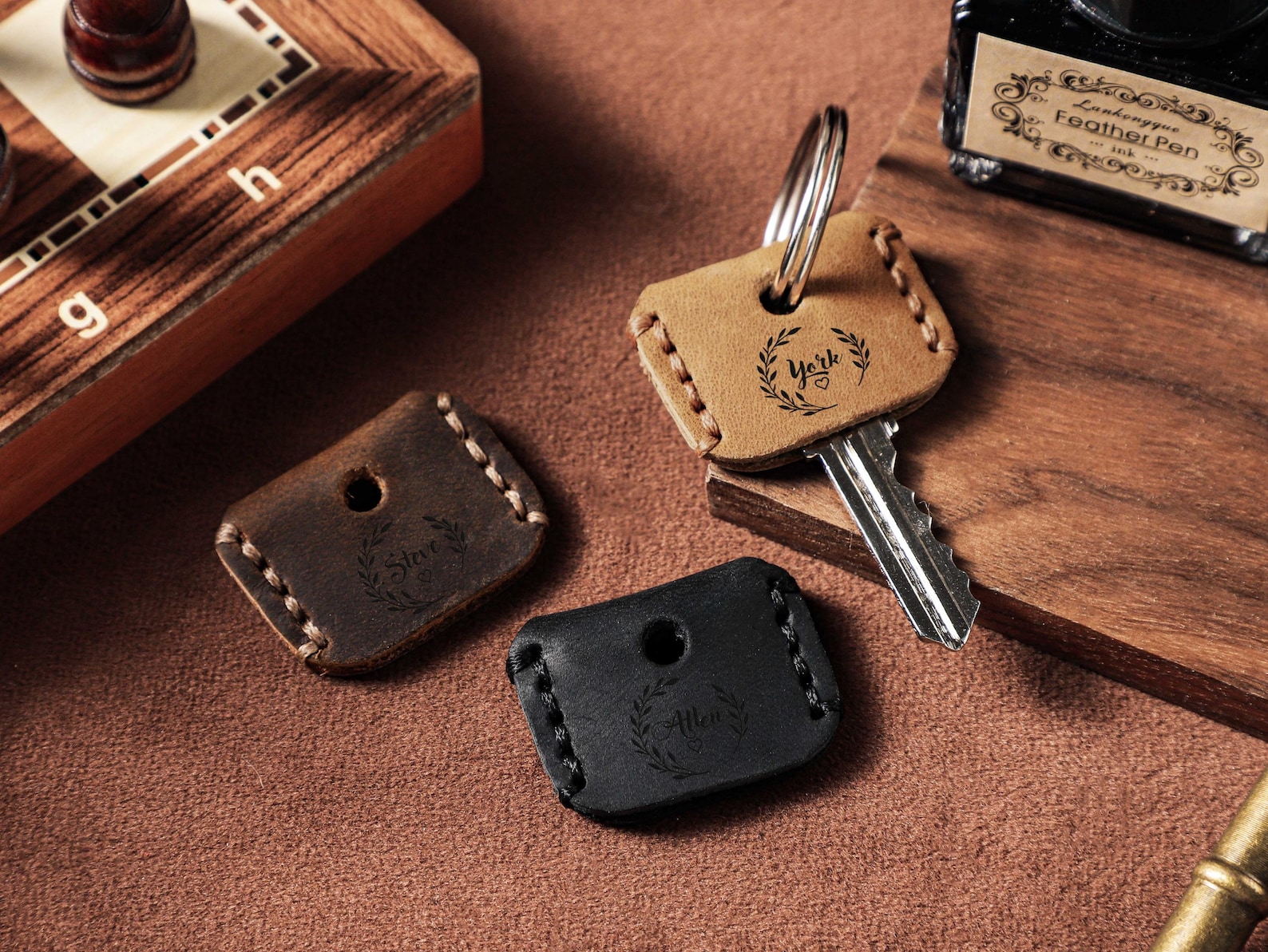 Personalized Leather Key Topper, Key Cap Cover, Leather Key Accessories ...
