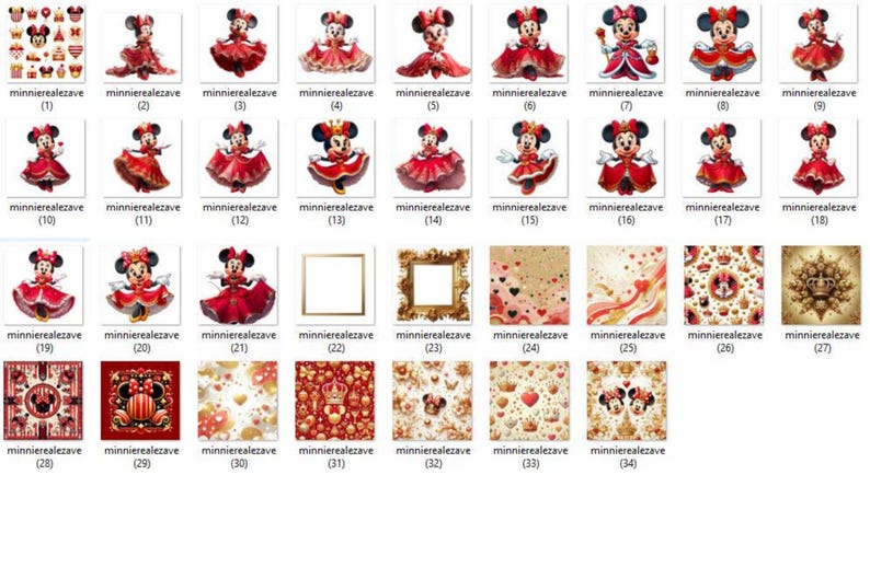 Minnie Royal Clipart Bundle – Princess Minnie PNG, Red & Gold Digital ...