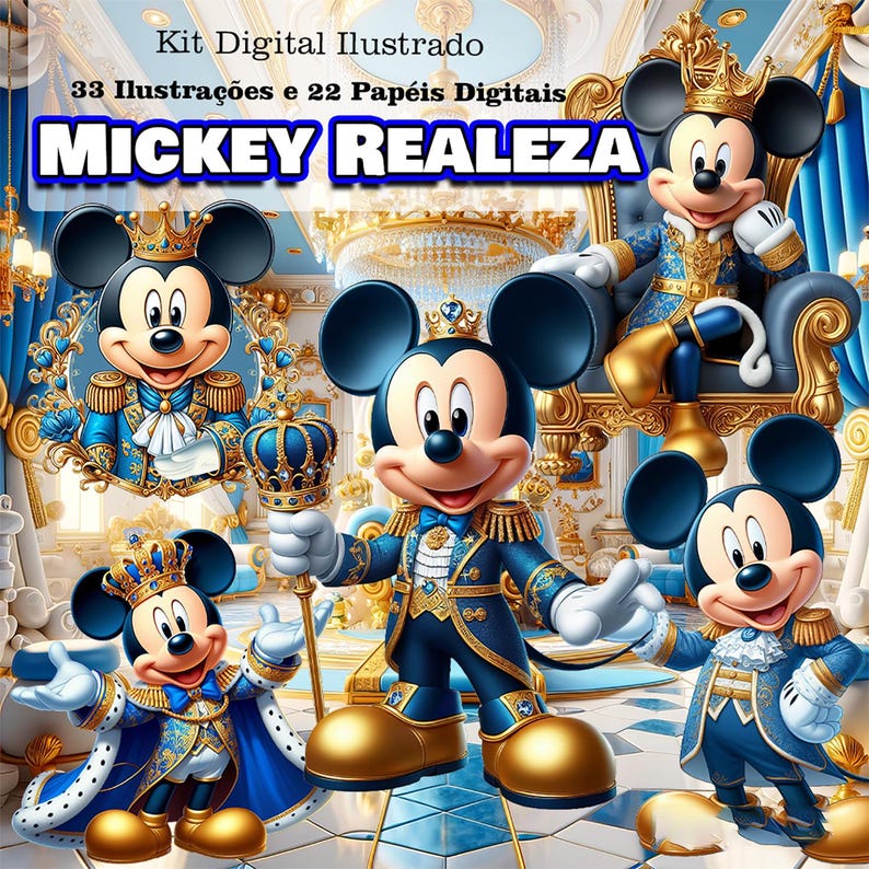 Paquete de imágenes prediseñadas digitales del Rey Mickey: elementos ...