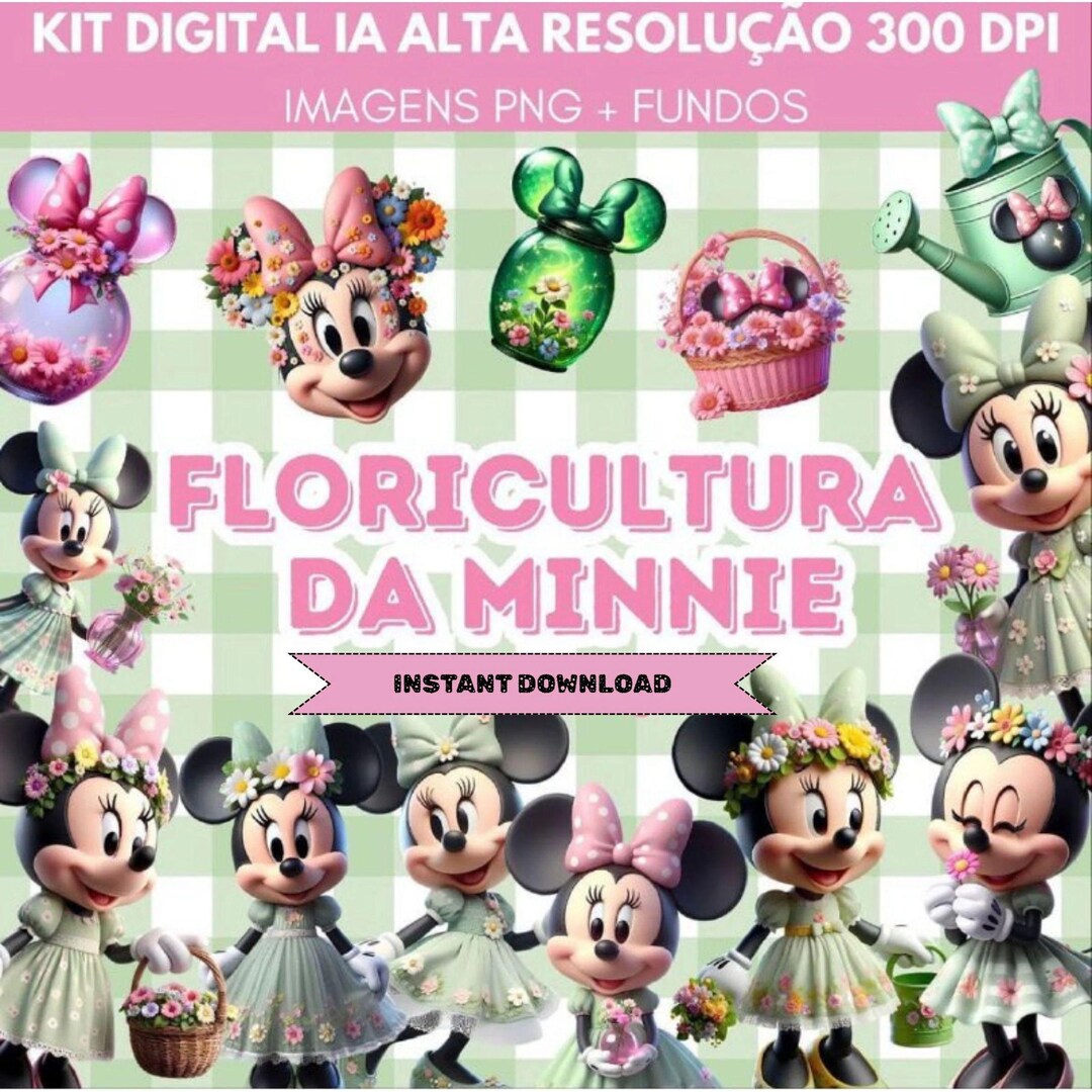 Minnie Floriculture Clipart Bundle – PNG Minnie With Flowers & Garden ...