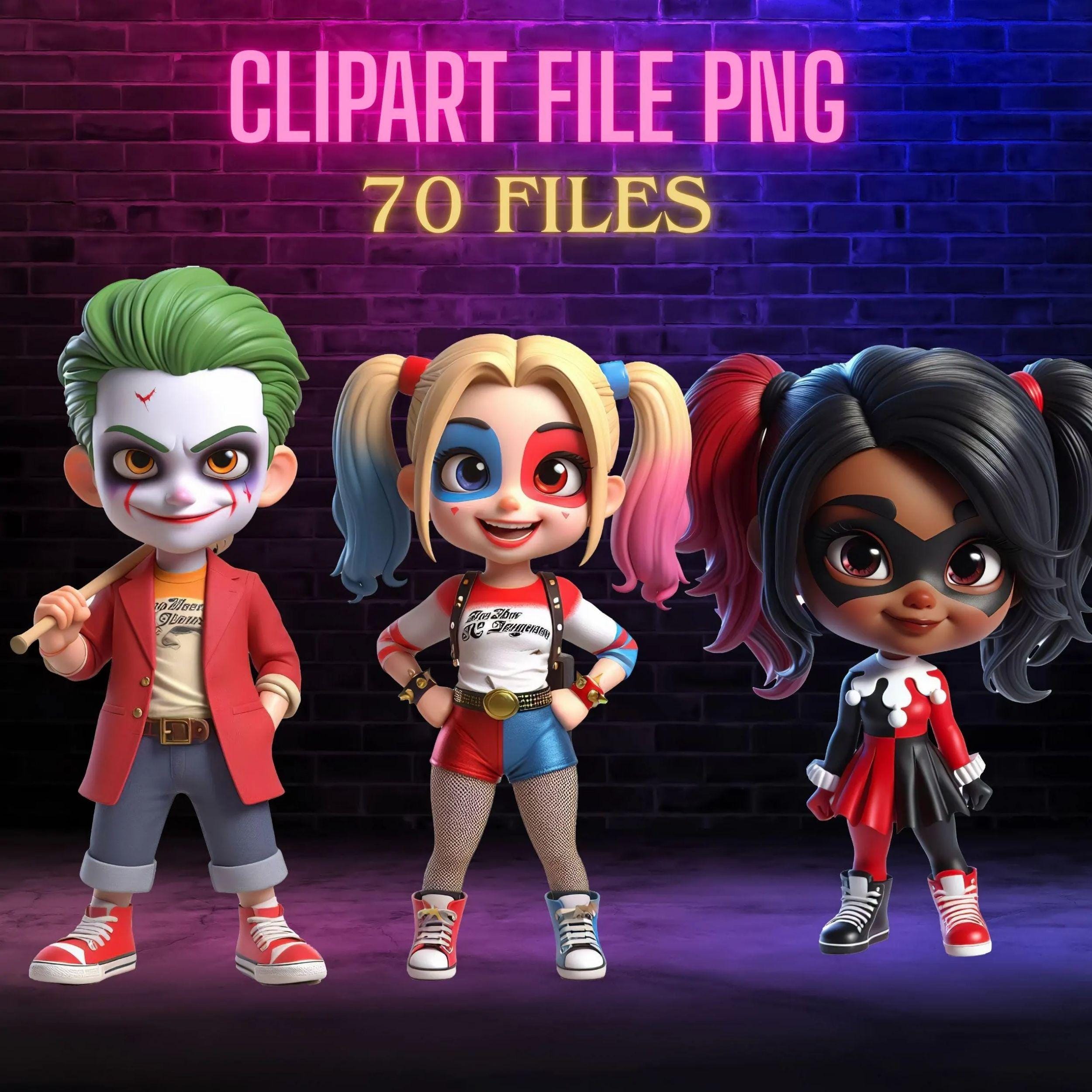 3D Villains Clipart Bundle – Cute Joker & Harley Style PNG, 70 Files ...