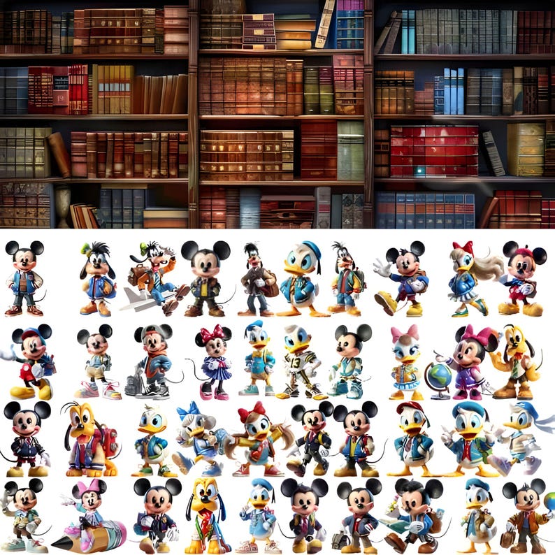Mickey School Clipart Bundle | 145 PNG 300 DPI | Back to School Disney ...