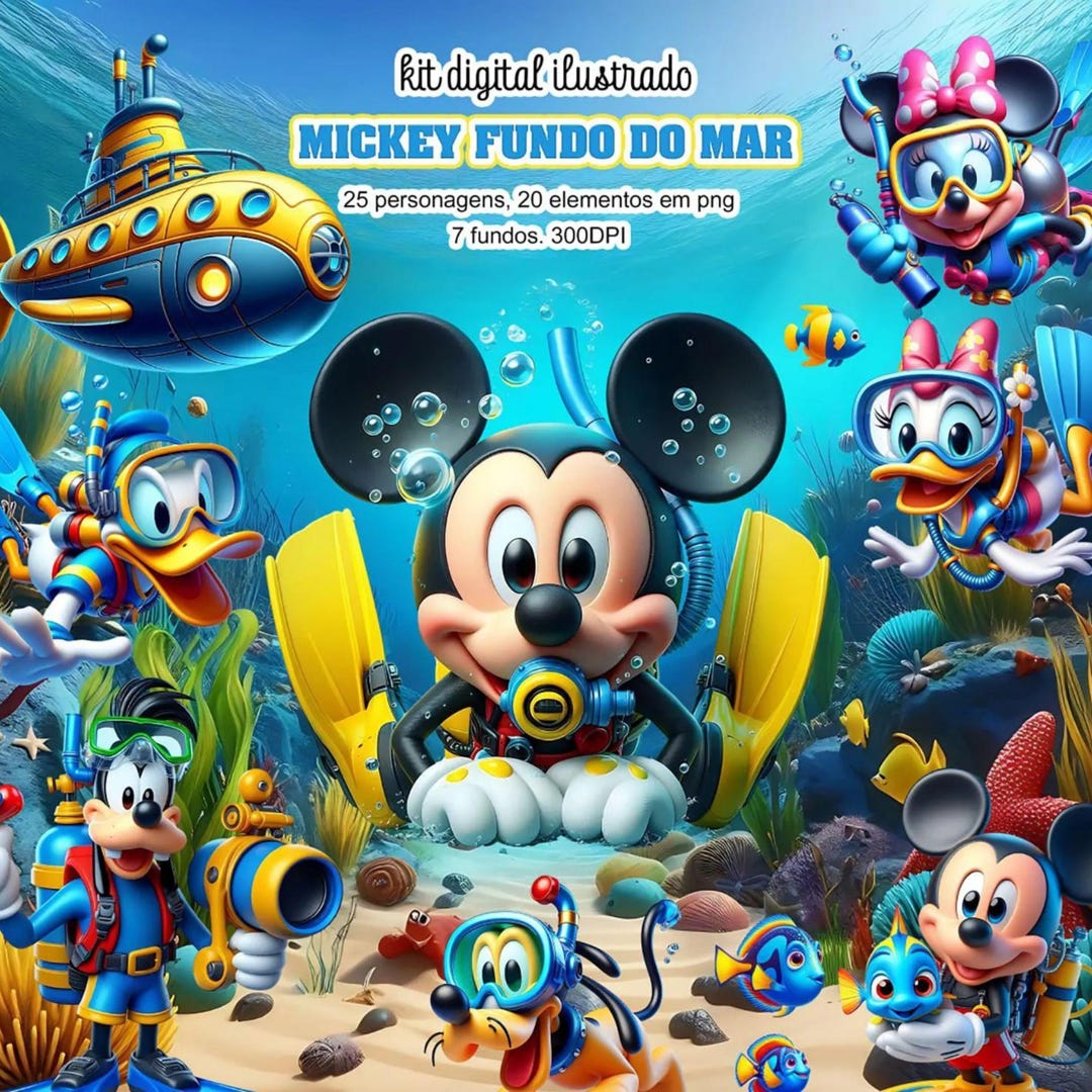 Mickey Underwater / Ocean Clipart Bundle – 25 Characters, 20 Elements ...