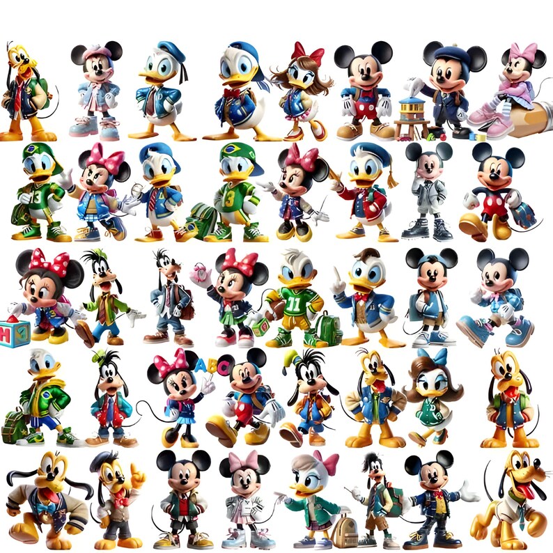Mickey School Clipart Bundle | 145 PNG 300 DPI | Back to School Disney ...