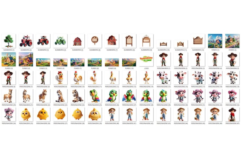 Farm Clipart Bundle – Cute Farm Animals and Objects Pngs With ...