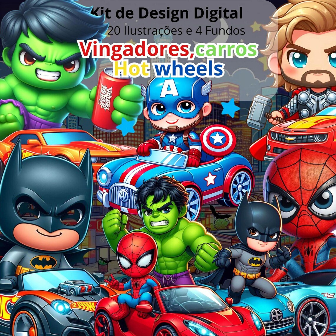 Superhero & Car Clipart Bundle – Heroes + Hot Wheels Style Pngs and ...