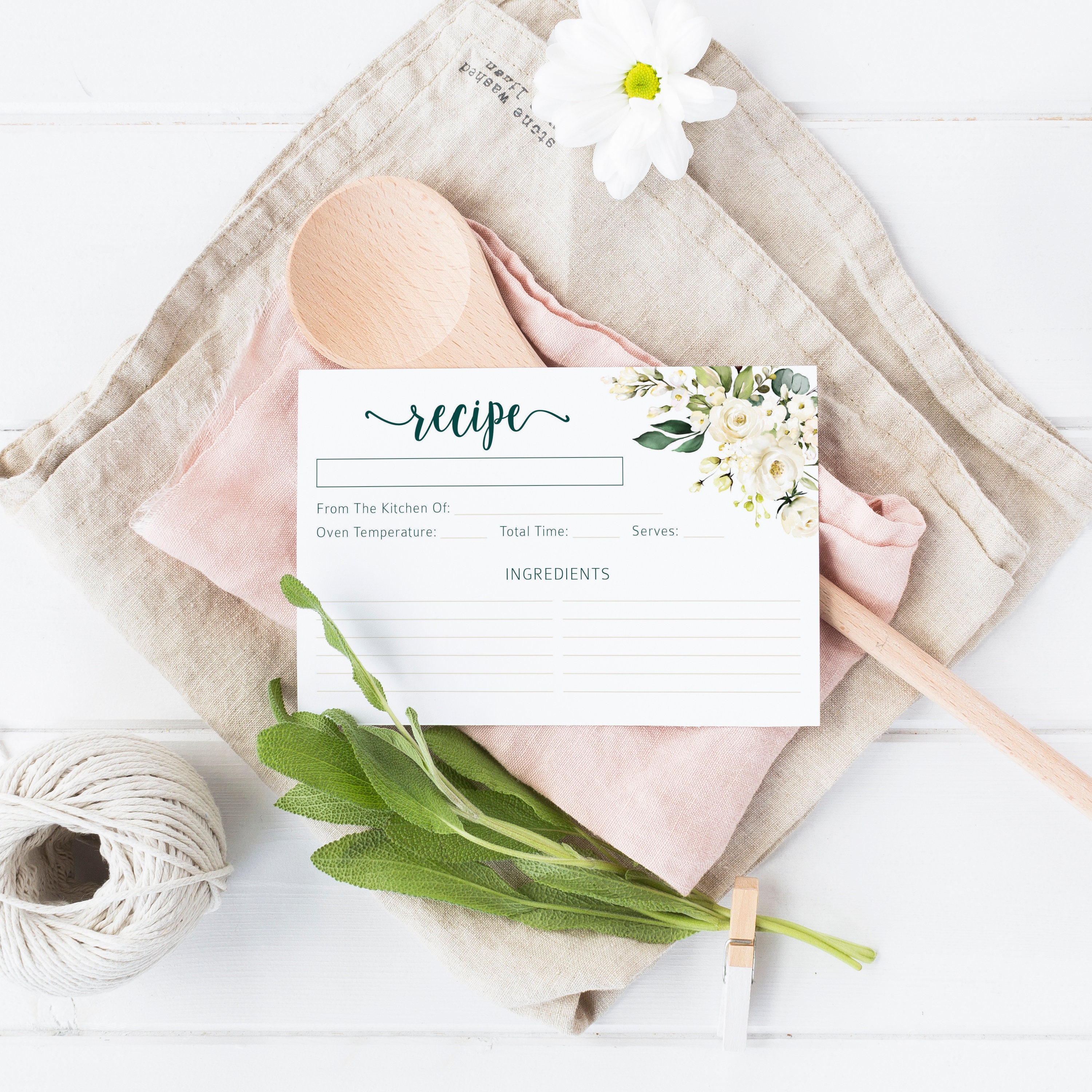 Floral Recipe Card for Bridal Shower | Etsy