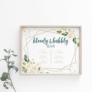 Floral Gold Bloody & Bubbly Bar Instant Download Sign - Etsy