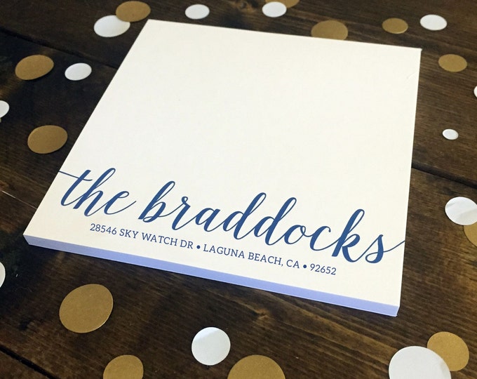 Family Notepad With Name and Address in Contemporary Script - Etsy