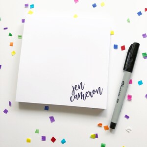 Square Personalized Notepad With Contemporary Script in the Corner - Etsy