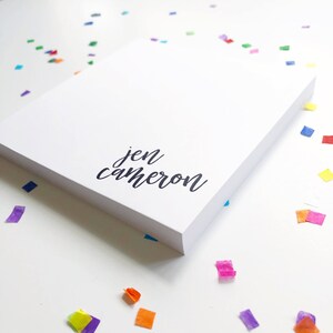 Square Personalized Notepad With Contemporary Script in the Corner - Etsy