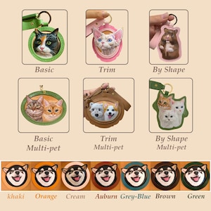 Custom Dog Leather Keychain, Handmade Cat Keyring, Pet Portrait Bag Tag ...