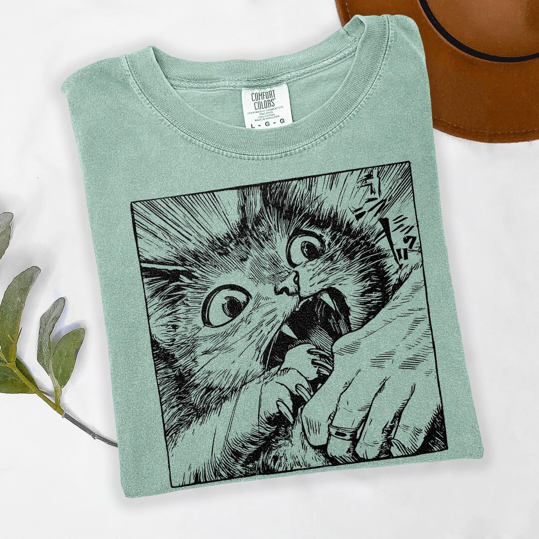 Angry Cat Scratch T-shirt, Comic Style, Grumpy Cat Lover Tee - Etsy