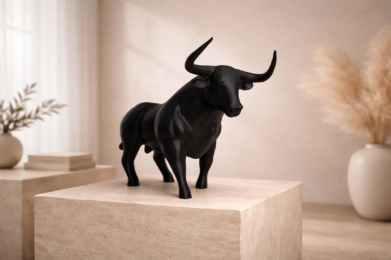 Modern Bull Statue, Minimalist Home Decor Accent, Taurus Gift Sculpture ...