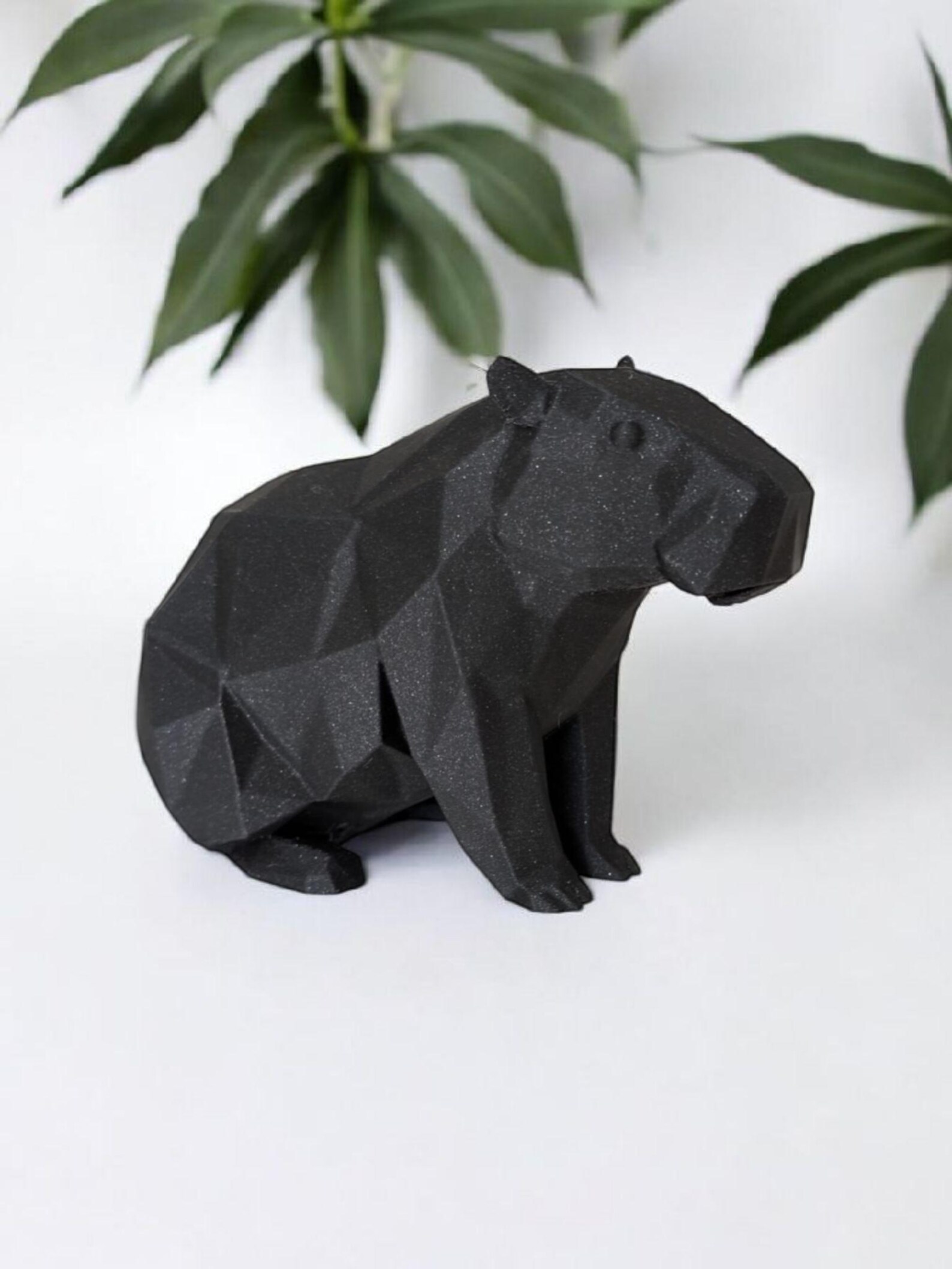 Geometric Low Poly Capybara Statue: 3d Printed Black Animal Sculpture ...