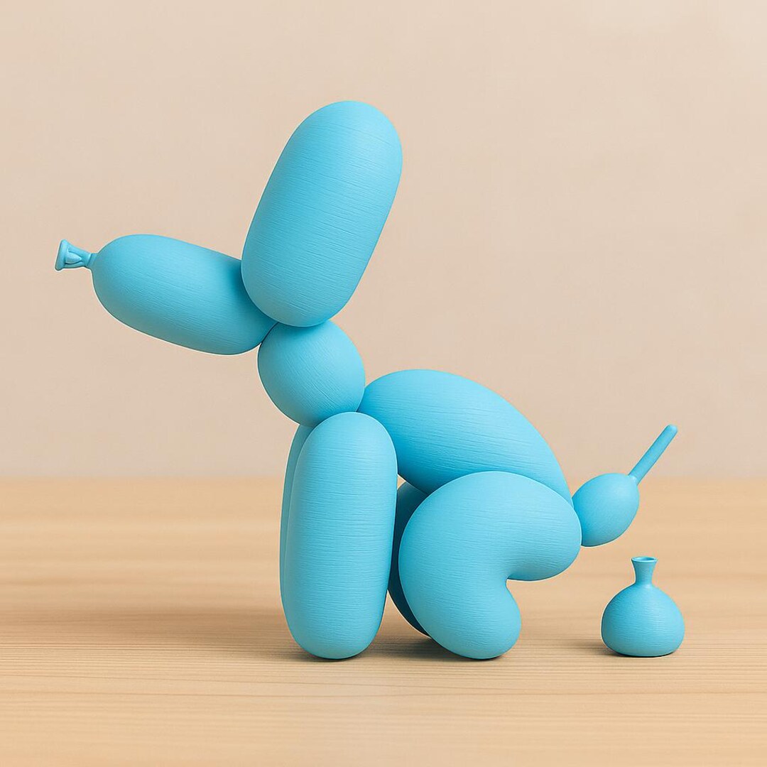 Funny Balloon Dog Sculpture – Modern Blue Balloon Animal Figurine ...
