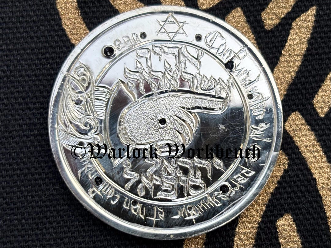 Pure 999 Silver Handmade 4th Pentacle of the Moon With Purple Gemstones ...