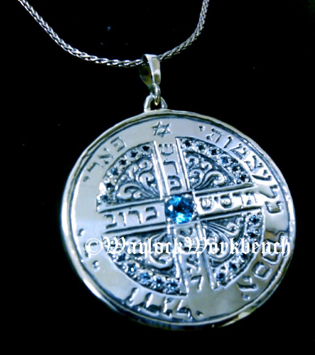 Pure Silver or Tin Handmade 6th Pentacle of Jupiter With Blue Gemstones ...