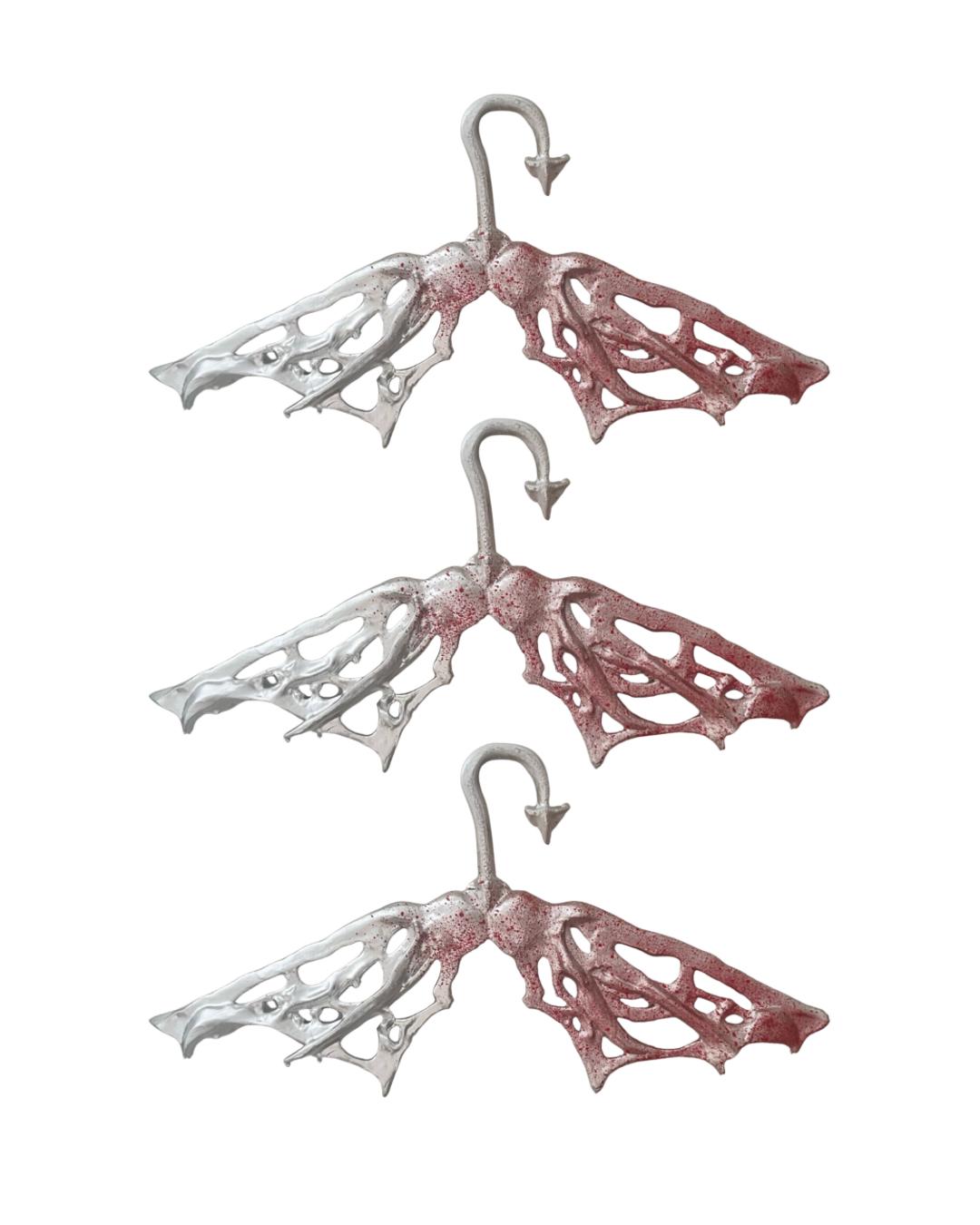 Hung up Sculptural Coat Hangers Set of 3 | 3D Printed Chrome Clothes ...