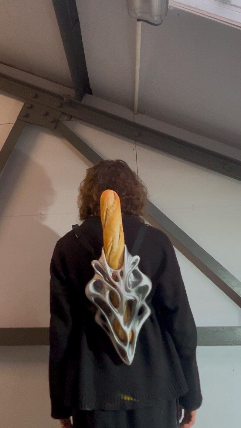 3D Printed Baguette Backpack | Sculptural Cycling Bread Holder Rucksack ...