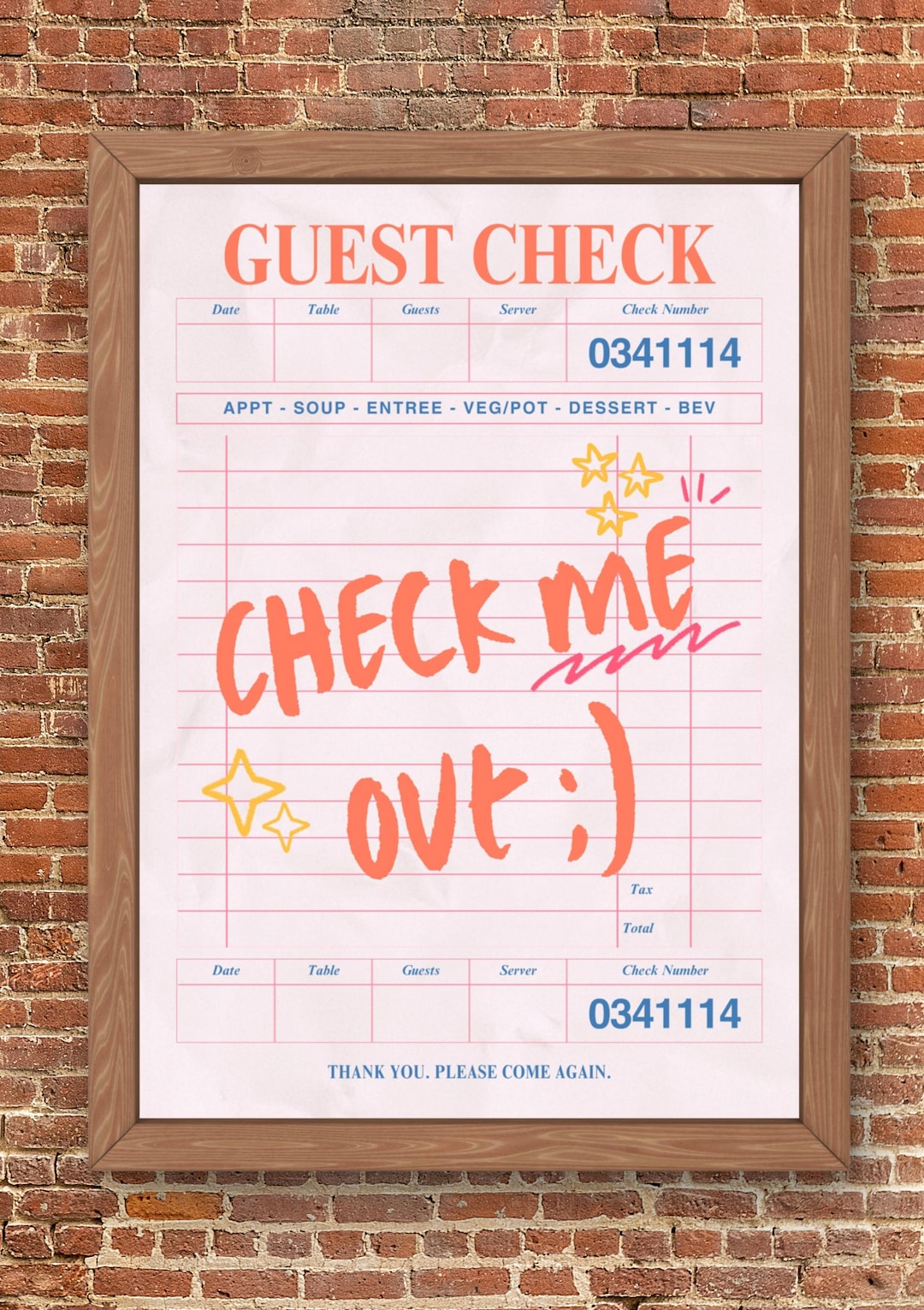 Check Me Out Guest Check Digital Print - Etsy