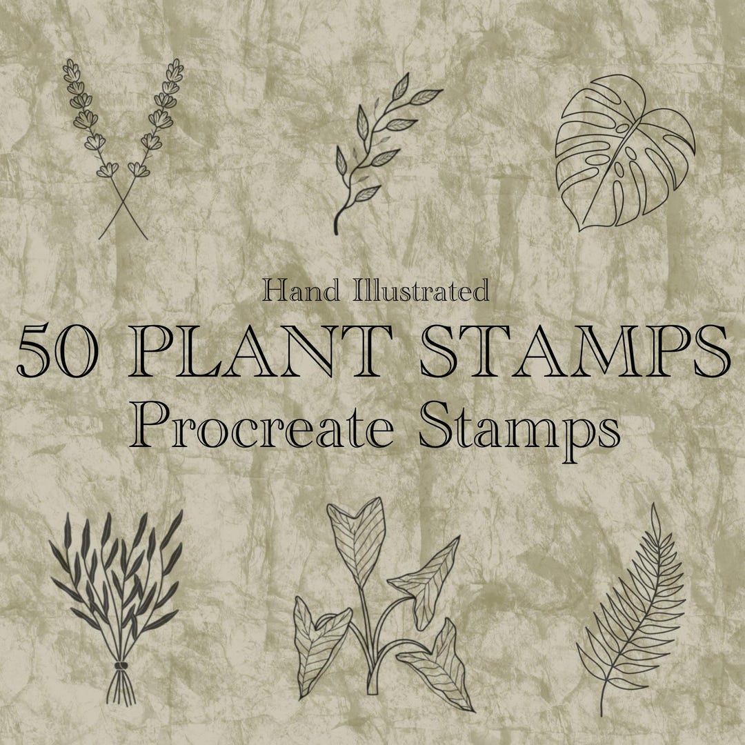 Procreate Plant Stamps | Tattoo Flashes | Set of 50 Stamps for ...