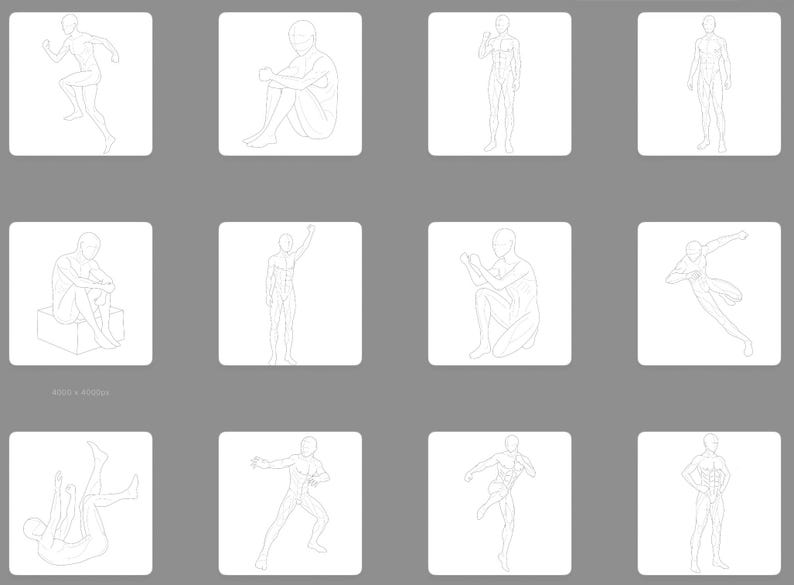Procreate Body Poses Stamps | Human Anatomy Reference Brushes ...