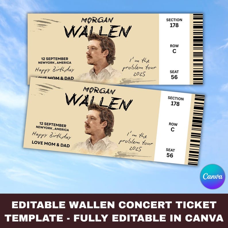 Editable Morgan Wallen Concert Ticket Template (digital Download) - Etsy