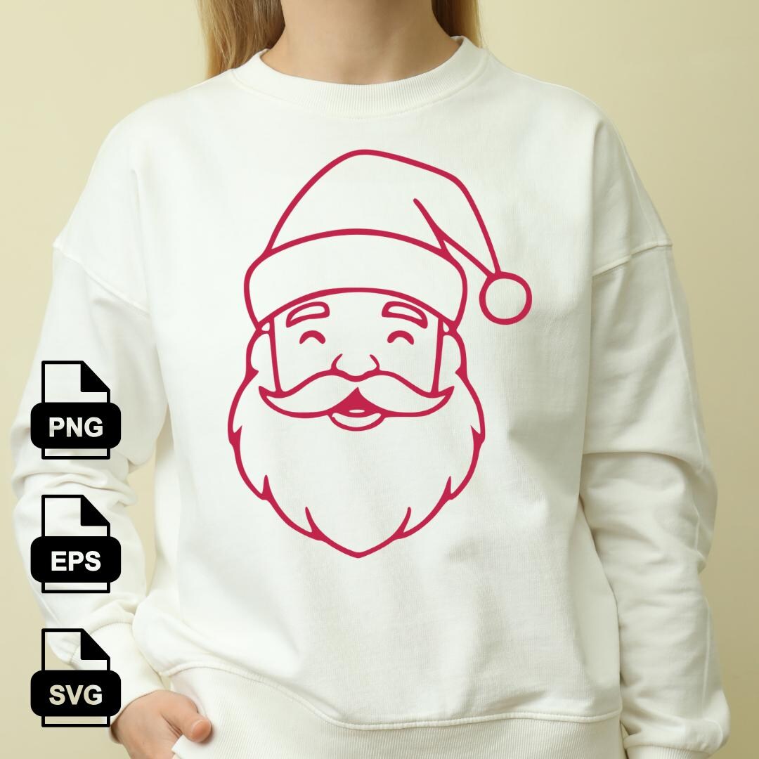 Retro Santa Face SVG, Christmas Line Art Clipart (digital Files) - Etsy