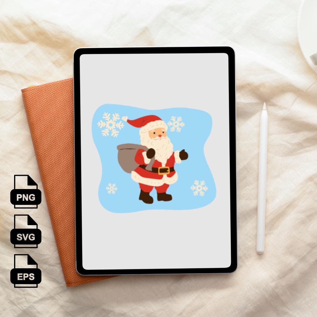 Cute Santa SVG PNG EPS, Christmas Clipart Design, Holiday Illustration ...