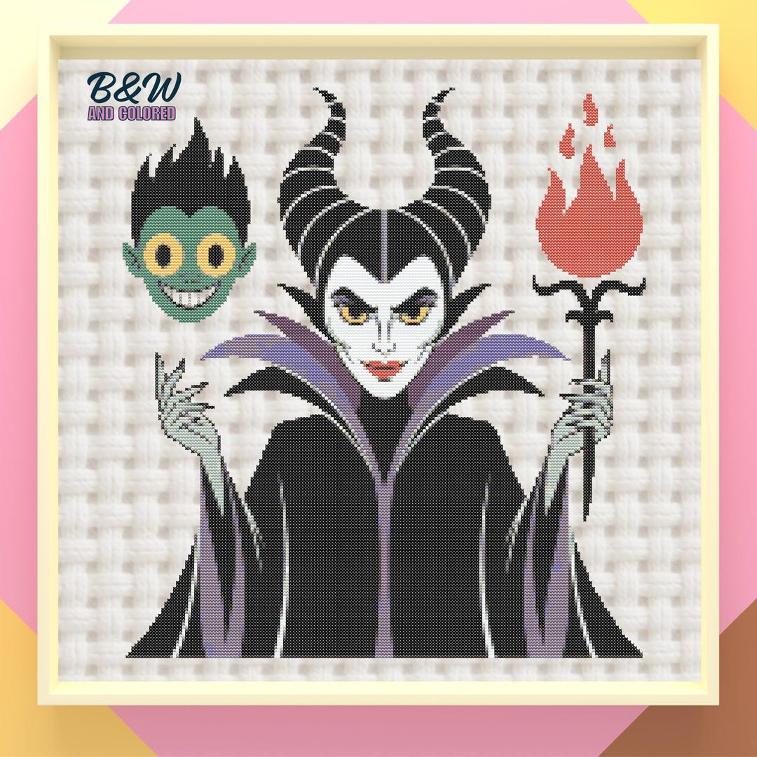 Maleficent Halloween Cross Stitch Pattern: Goon Joker, Black & Green ...