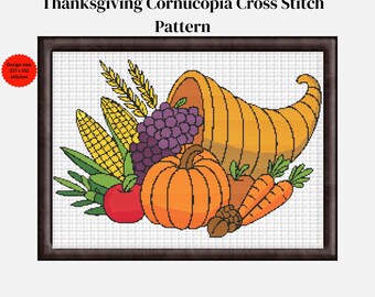 Happy Thanksgiving Cross Stitch Pattern, Autumn Cross Stitch, Fall ...